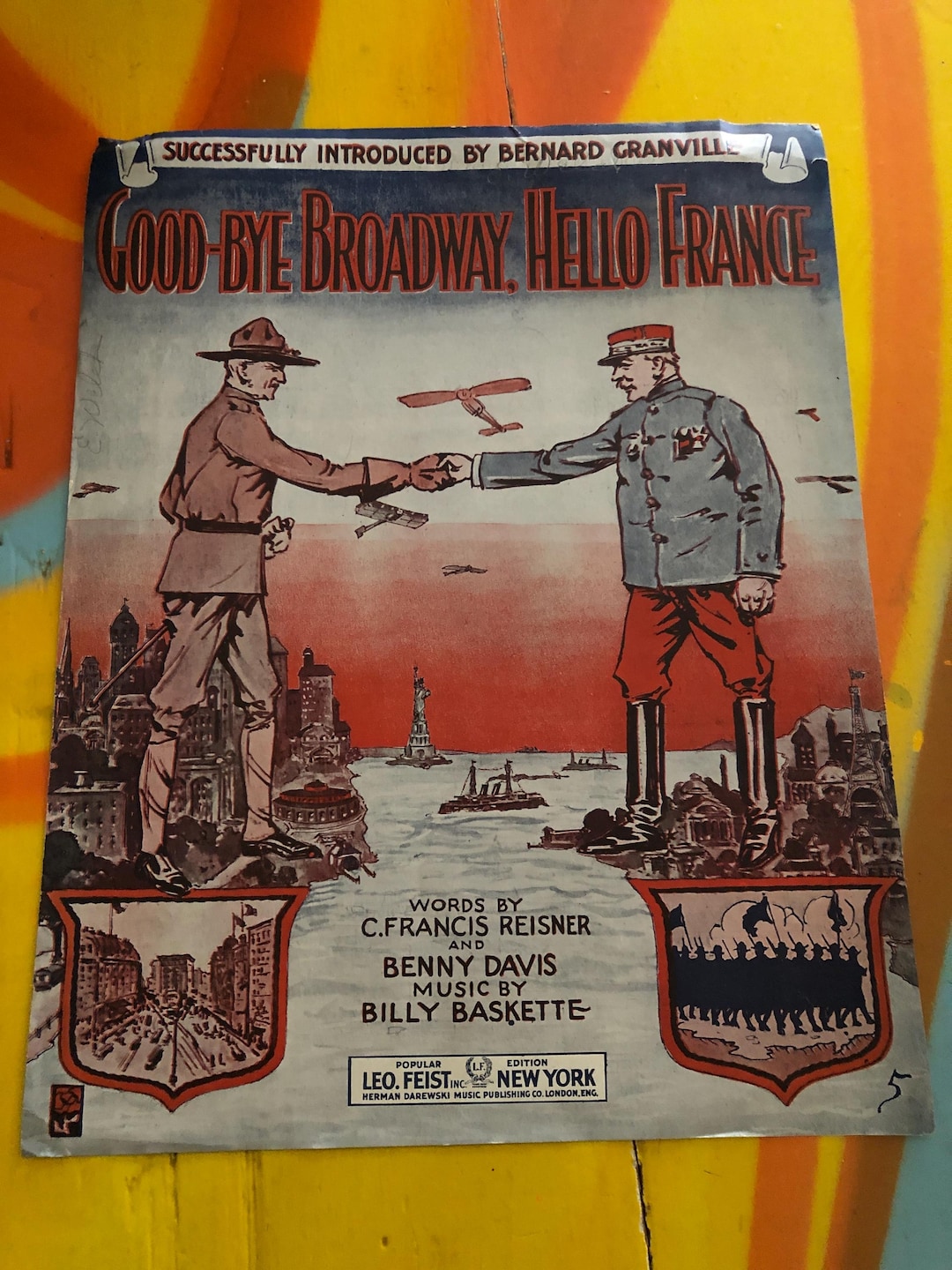 1917 Good-bye Broadway, Hello France Sheet Music C Francis Reisner ...