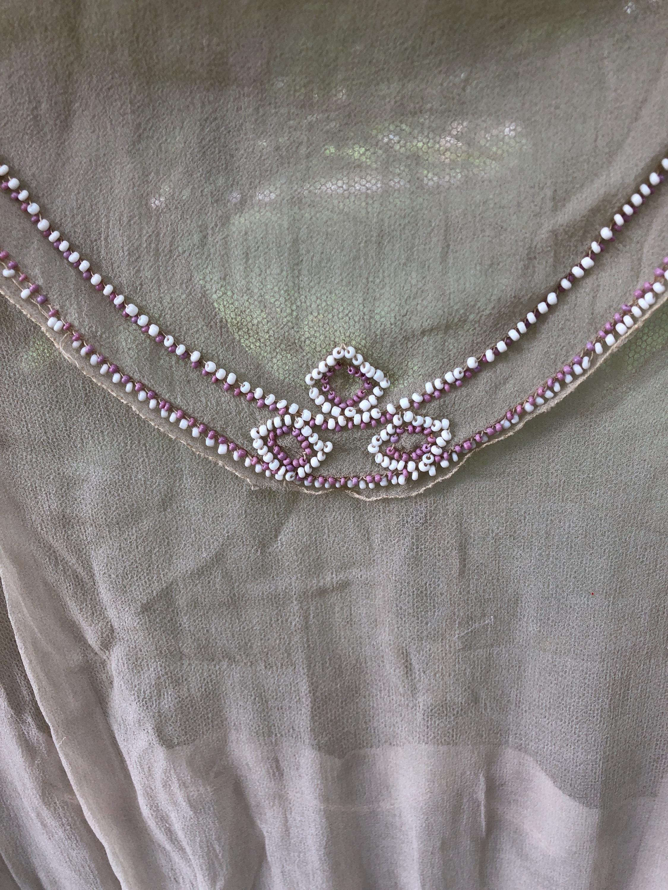 Late 1910s/1920s Putty Silk Crepe Dress With Beaded Detailing - Etsy