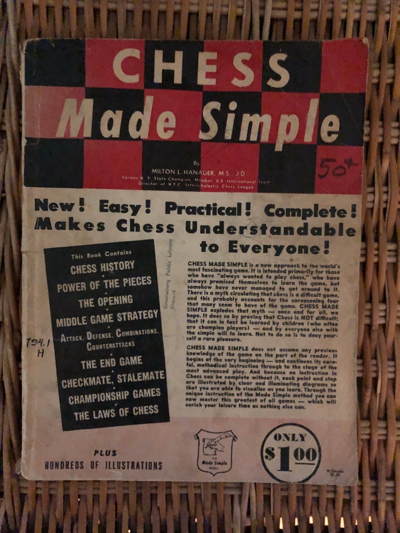 1957 Chess Made Simple Milton H Hanauer Garden City Books - Etsy