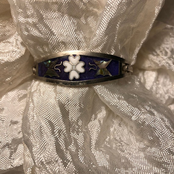 Vintage child’s Mexican butterflies and flower inlaid… - Gem