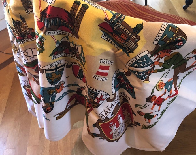 Vintage Colorful German Pictorial Map Tablecloth - Etsy