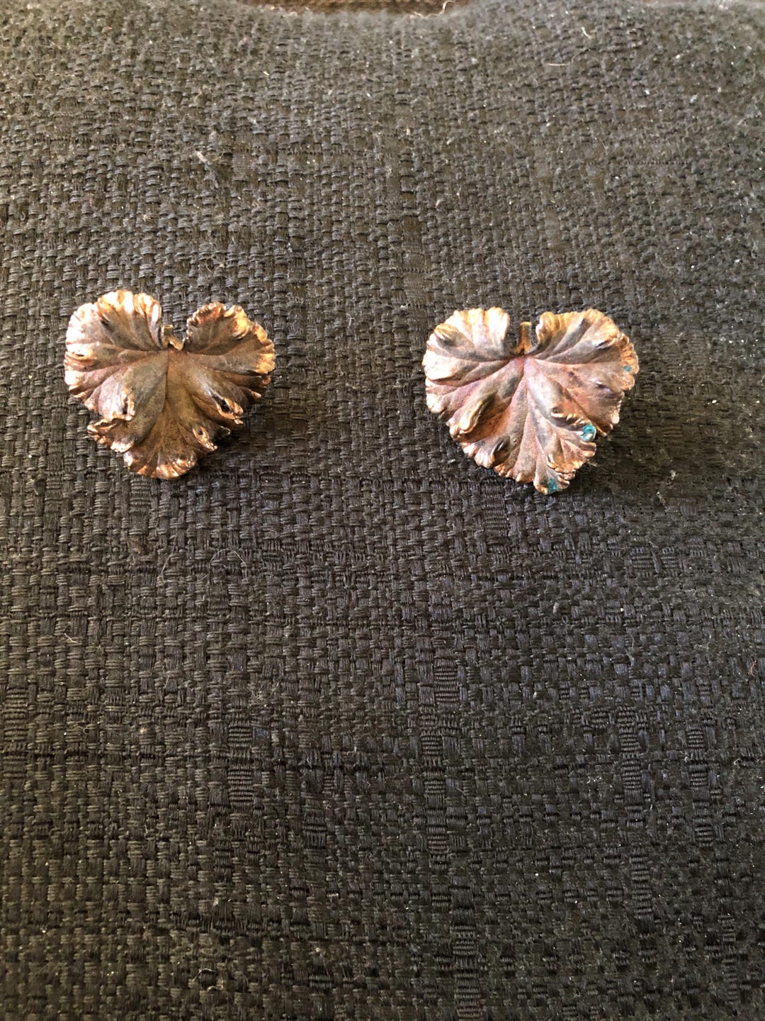 1950s Detailed Copper Leaf Screw Back Earrings - Etsy