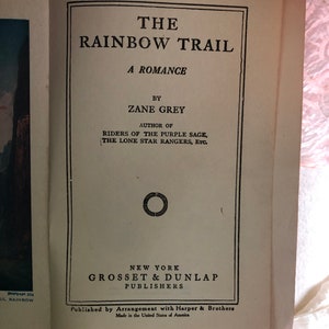 1916 the Rainbow Trail Zane Grey Grosset and Dunlap - Etsy