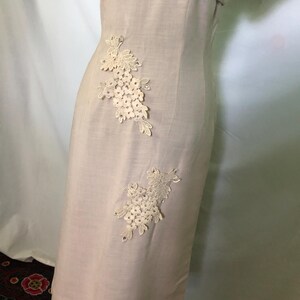 1950s Beige Linen Sheath With Bolero Bodice and Lace and Rhinestone ...