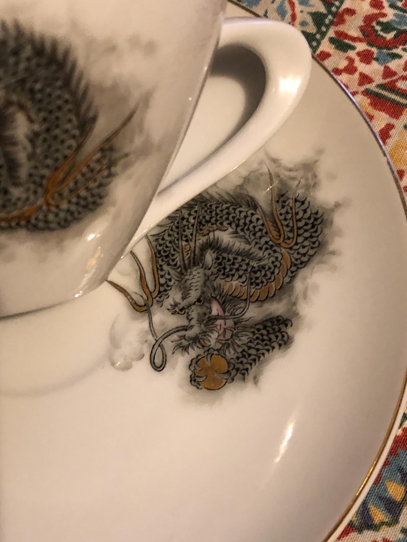 1960s Japanese Arita China Dragon Pattern Teacup and Saucer - Etsy