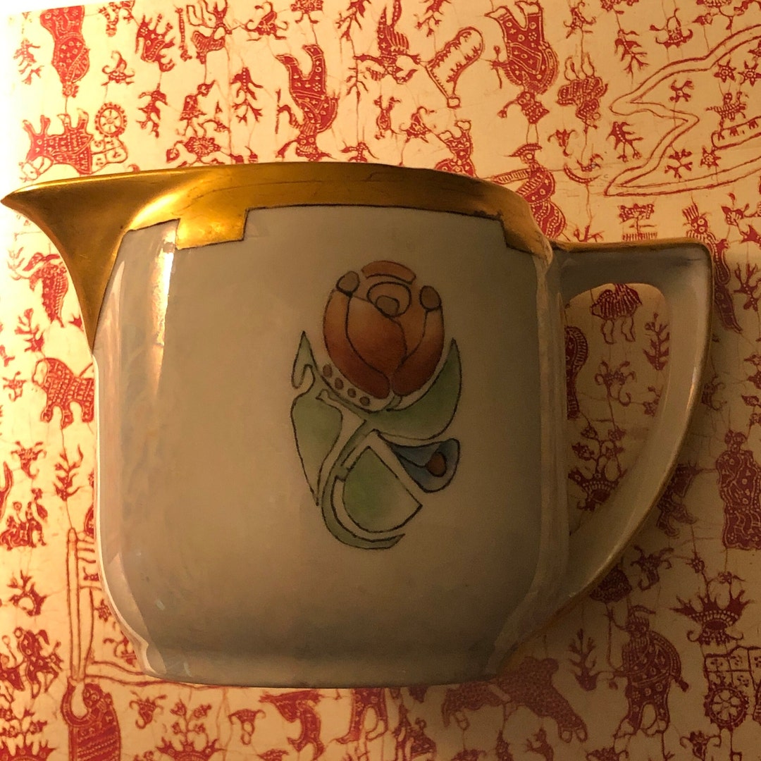 1920s Porcelain Art Deco Pitcher With Stylized Rose Design - Etsy