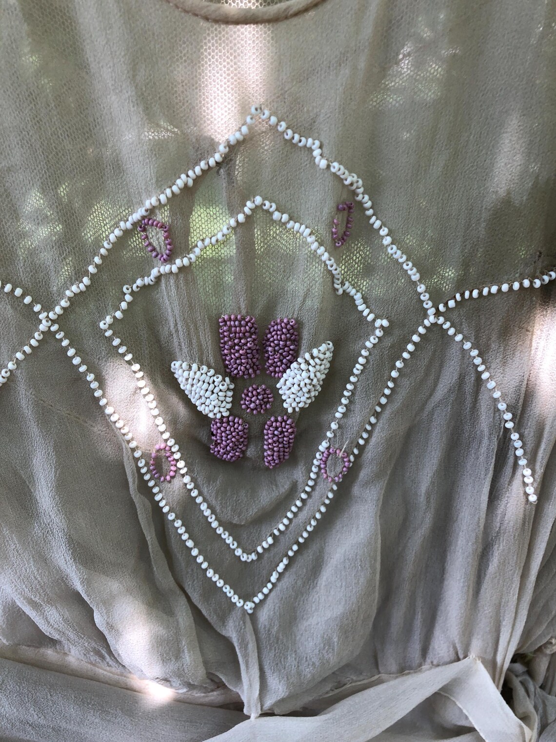 Late 1910s/1920s Putty Silk Crepe Dress With Beaded Detailing - Etsy