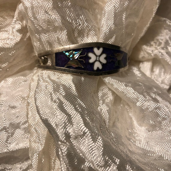 Vintage child’s Mexican butterflies and flower inlaid… - Gem