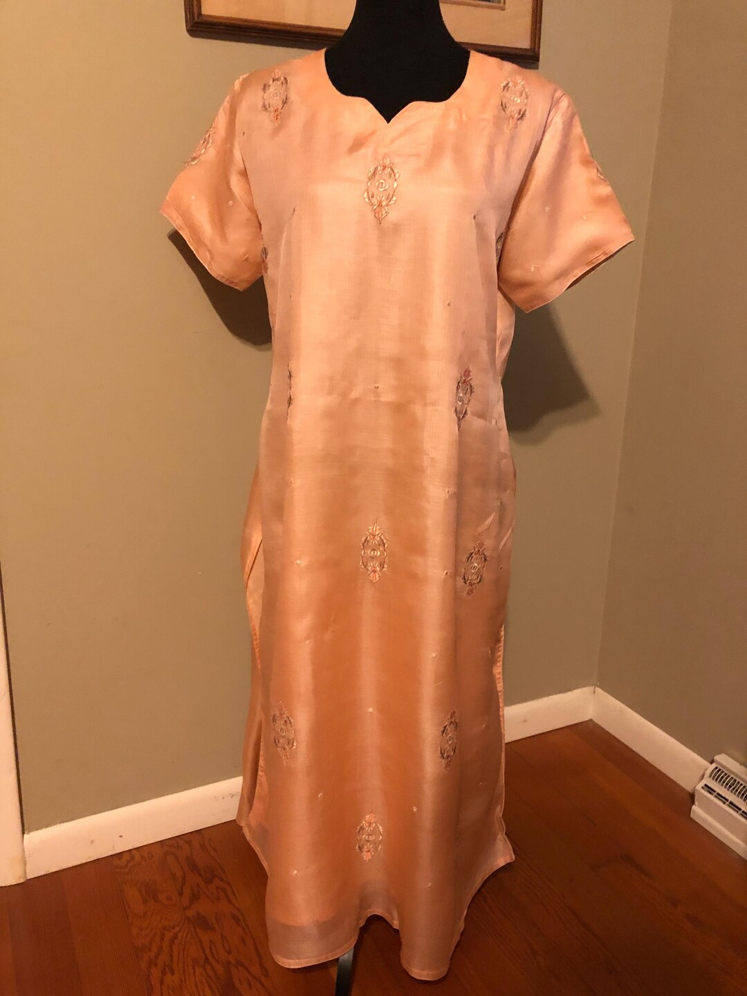 Embroidered Pink Silk Floor Length Tunic - Etsy