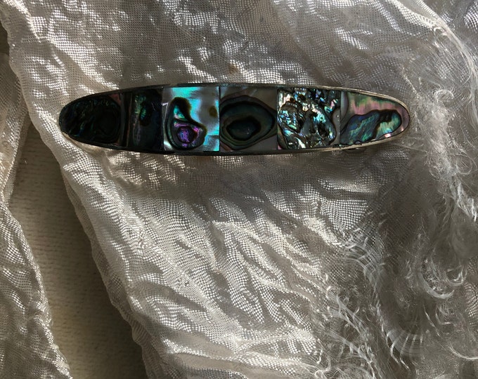 Mexican Abalone/ Alpaca Elongated Oval Barrette - Etsy