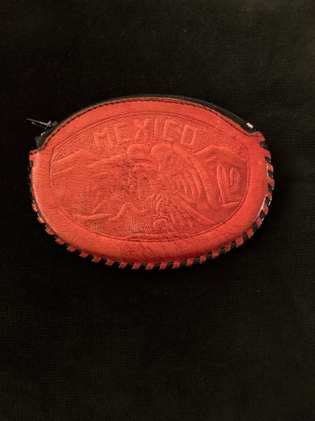 Mexican Red Tooled Leather Coin Purse - Etsy