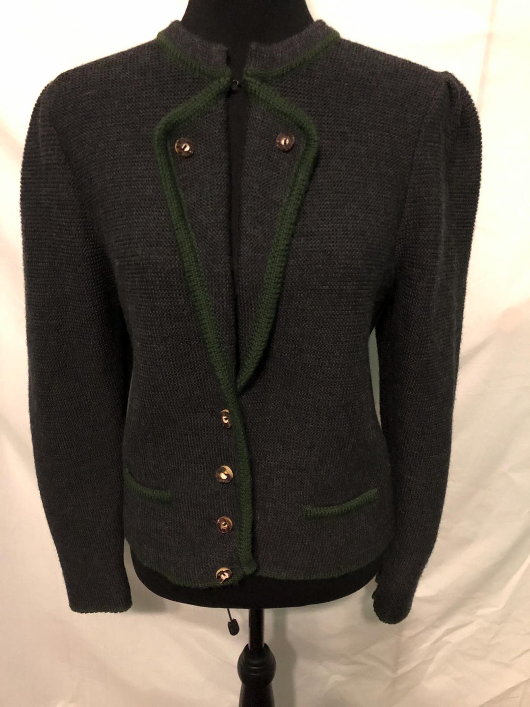 German Gray and Loden Green Sweater Jacket - Etsy