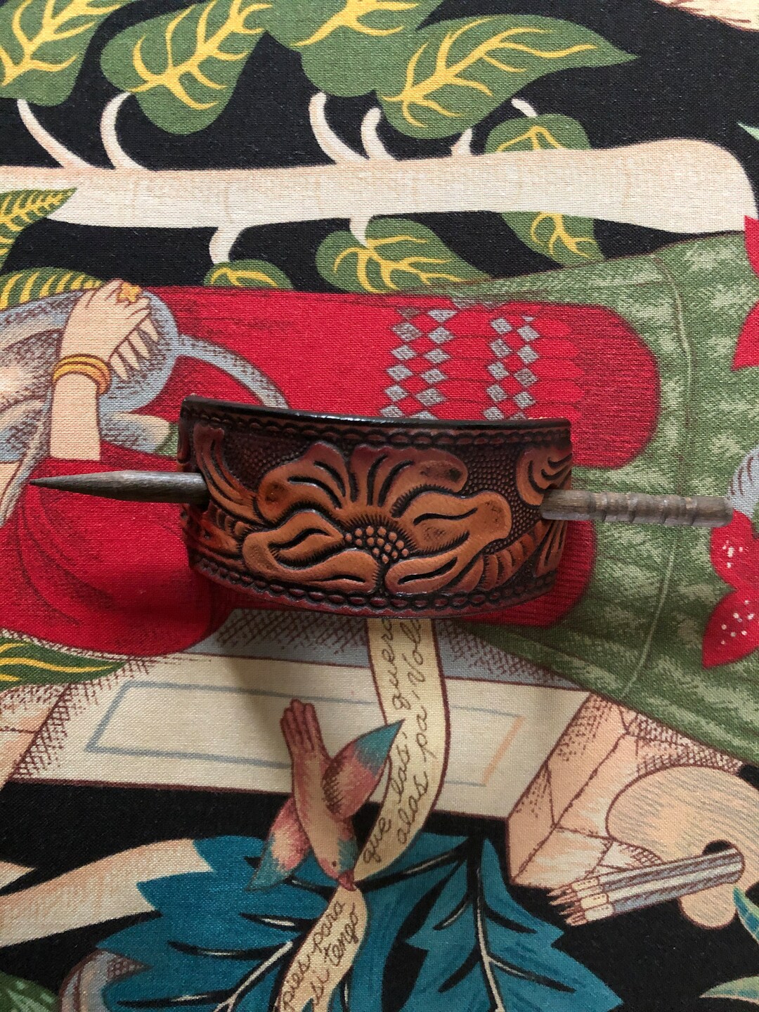 Hand Tooled Leather Ponytail Holder Hair Accessory - Etsy