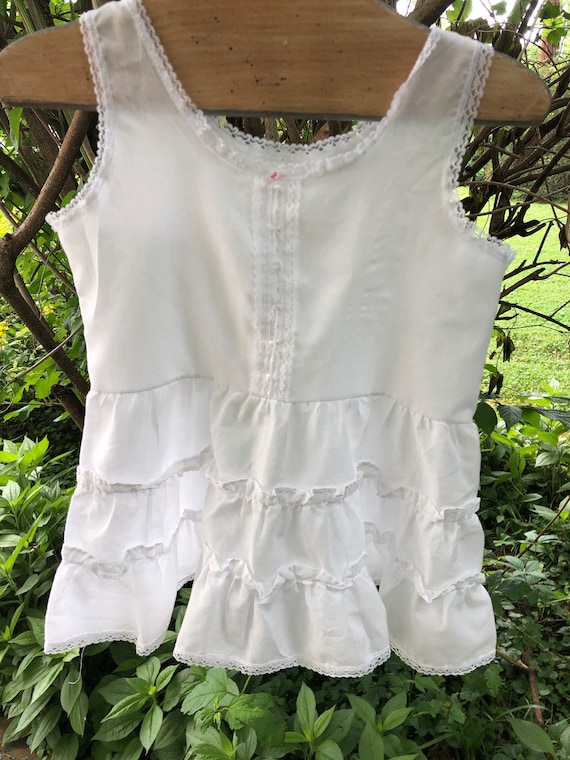 1950s childs white cotton slip - Gem