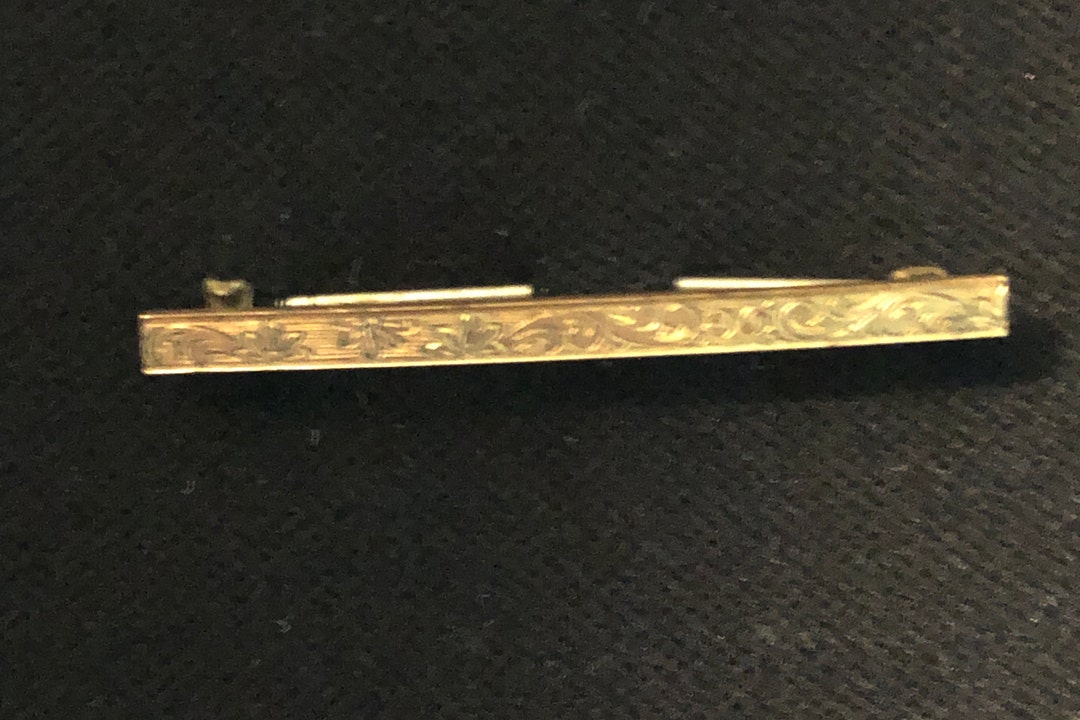 Vintage Engraved Scrollwork Bar Pin - Etsy