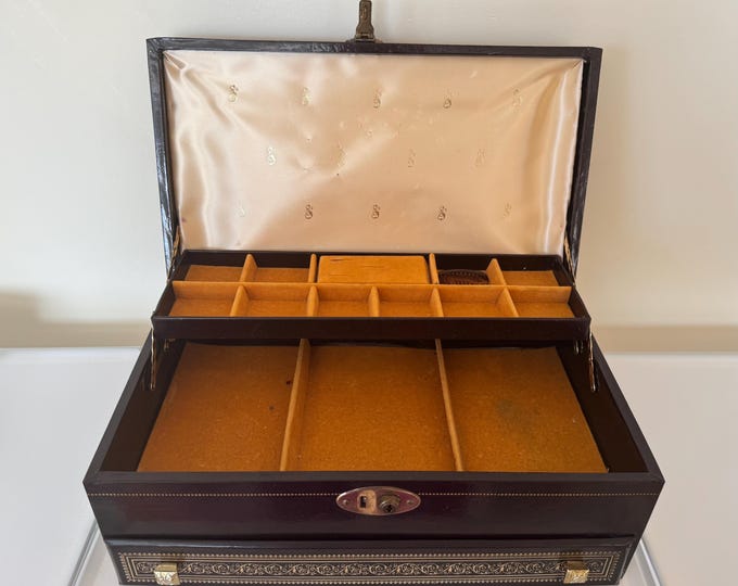 Vintage Midcentury MCM Brown and Gold Mele Jewelry Box - Etsy