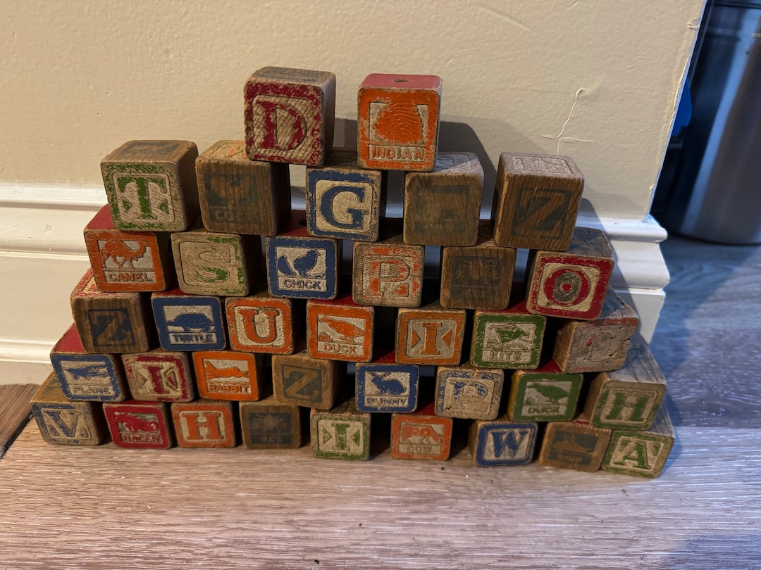 Vintage/antique Wooden Blocks, Alphabet and Pictures - Etsy