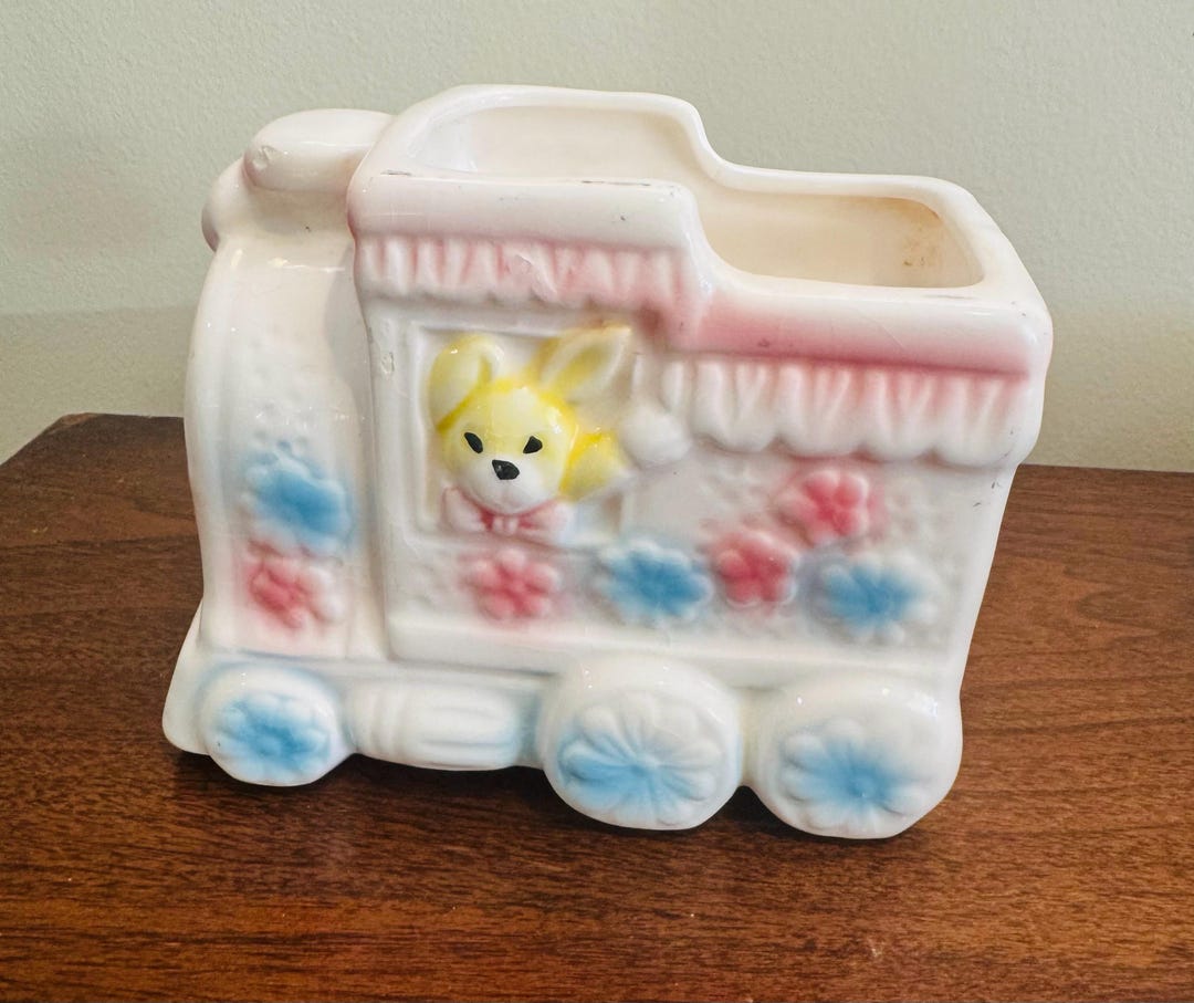 Vintage 1960s Nancy Pew Bunny/teddy Bear Train Planter, Kitsch Baby ...