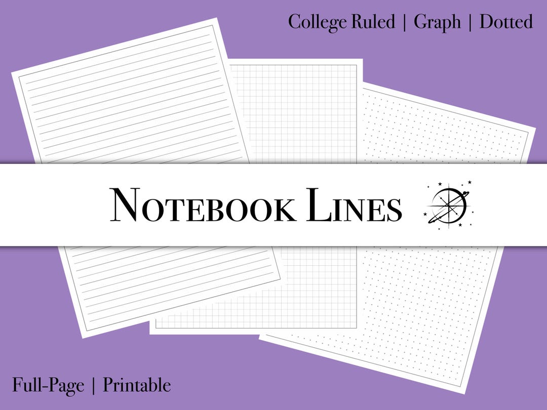Printable Notebook Paper | Dots, Graph, College Lined - Etsy
