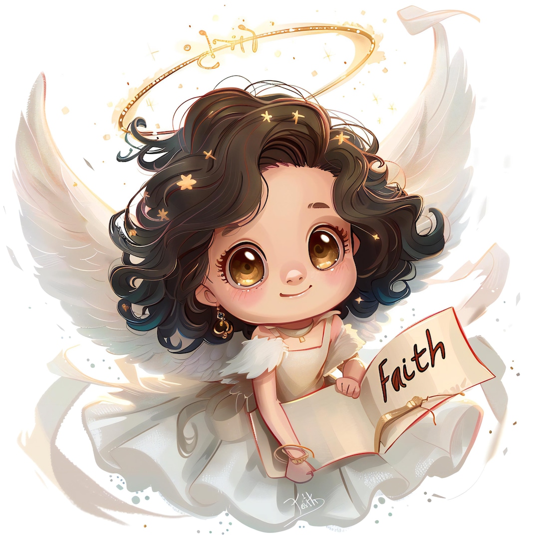 Adorable Chibi Angel Clipart PNG | Cute Christian Faith Digital Art ...