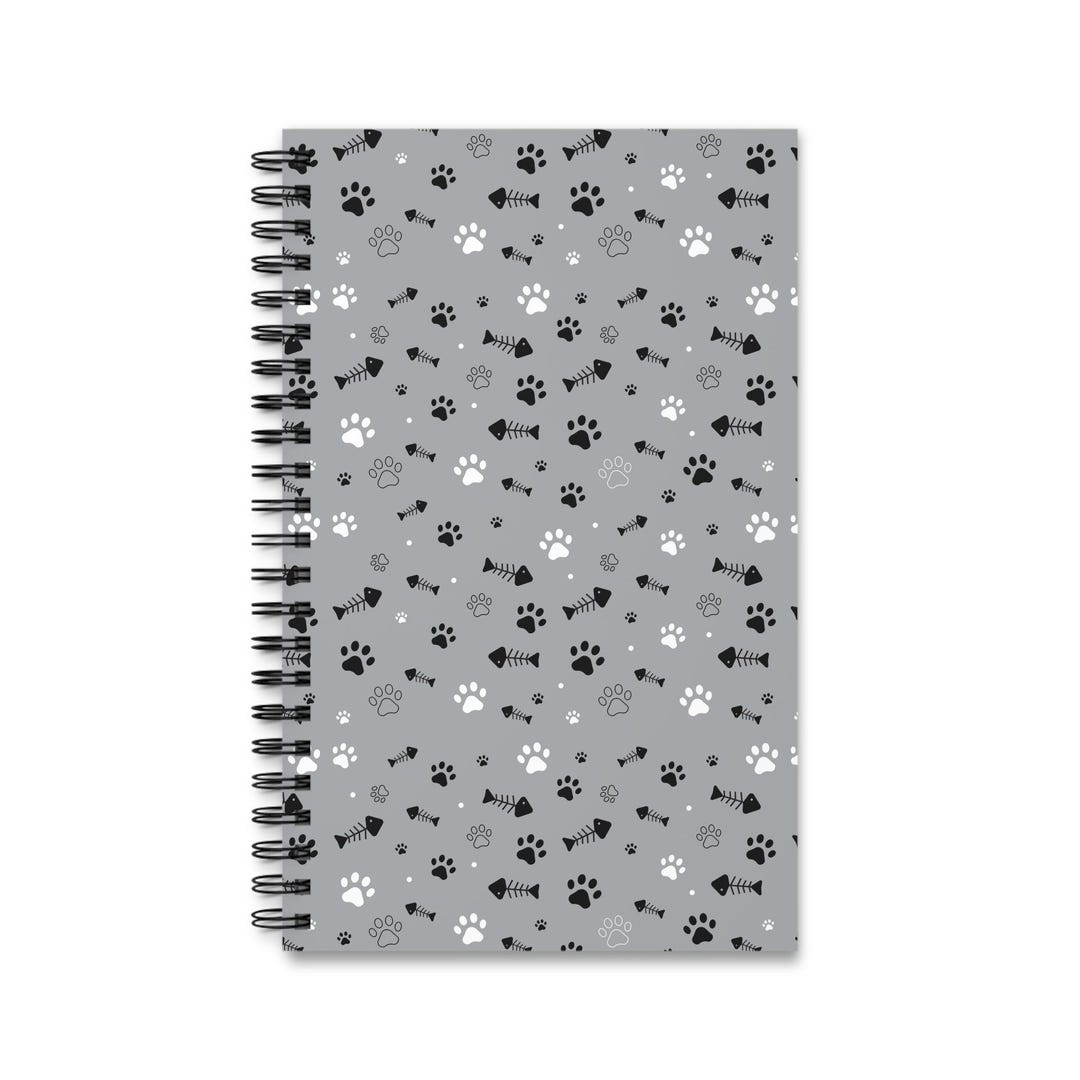 Paw Print Spiral Journal Grey Notebook, Fishbone Pattern - Etsy