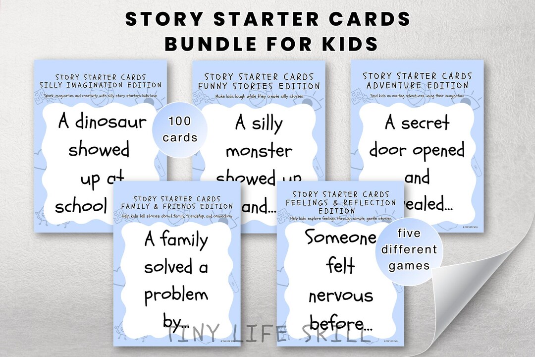 Story Starter Cards Bundle for Kids | 5 Printable Creative Story Games ...