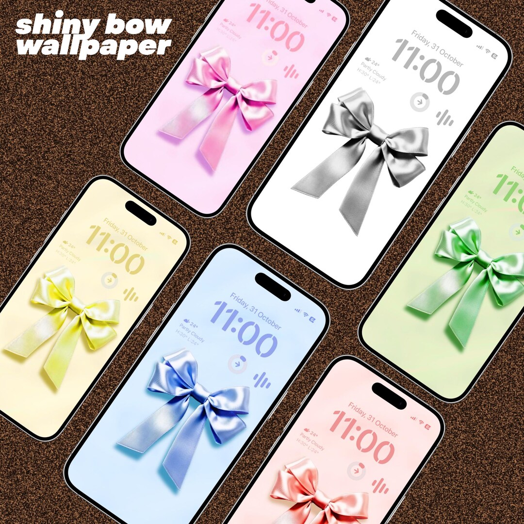 6 Shiny Bow iPhone Wallpaper Bundle | Digital Download | Ios Home ...