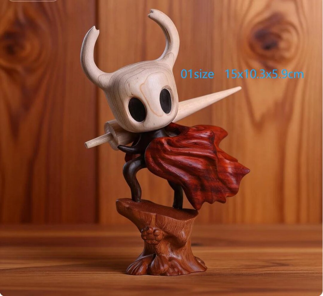 Hand Carved Wooden Fantasy Figure, Knight Style Wood Sculpture, Game ...