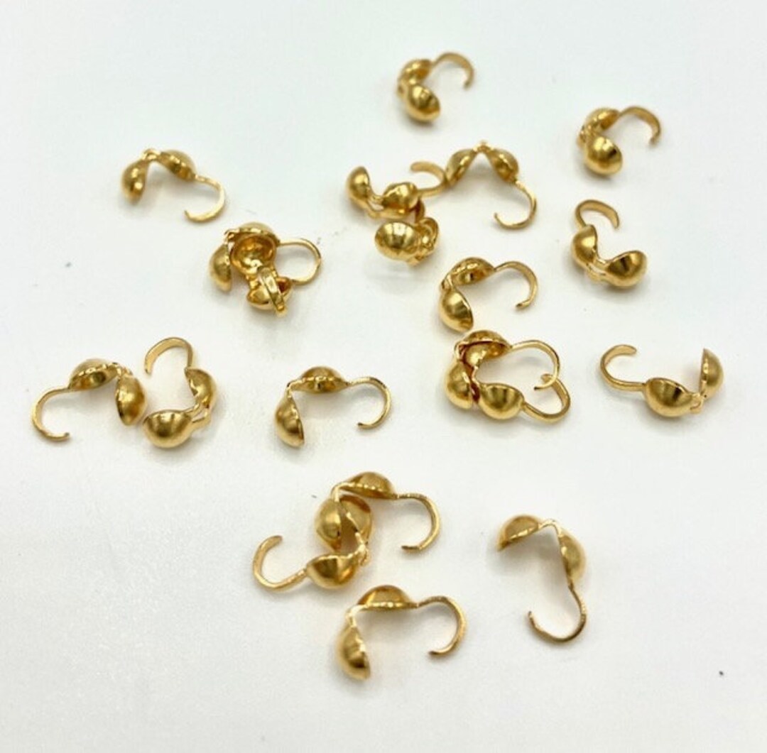 4mm Gold Plated Clam Shell, Gold Knot Cover, Gold Plated Bead Tip, 4mm ...