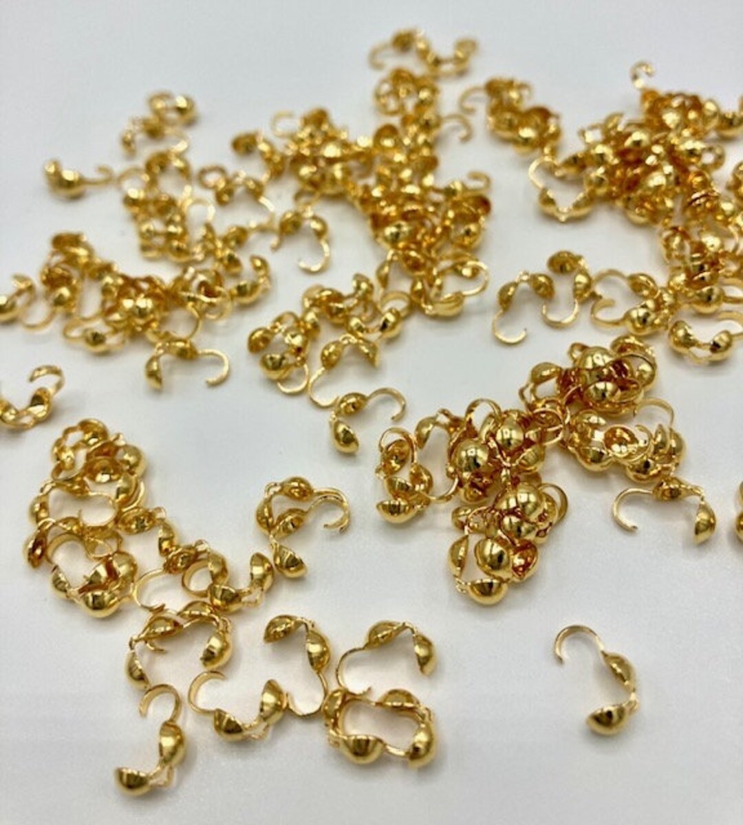 4mm Gold Plated Clam Shell, Gold Knot Cover, Gold Plated Bead Tip, 4mm ...