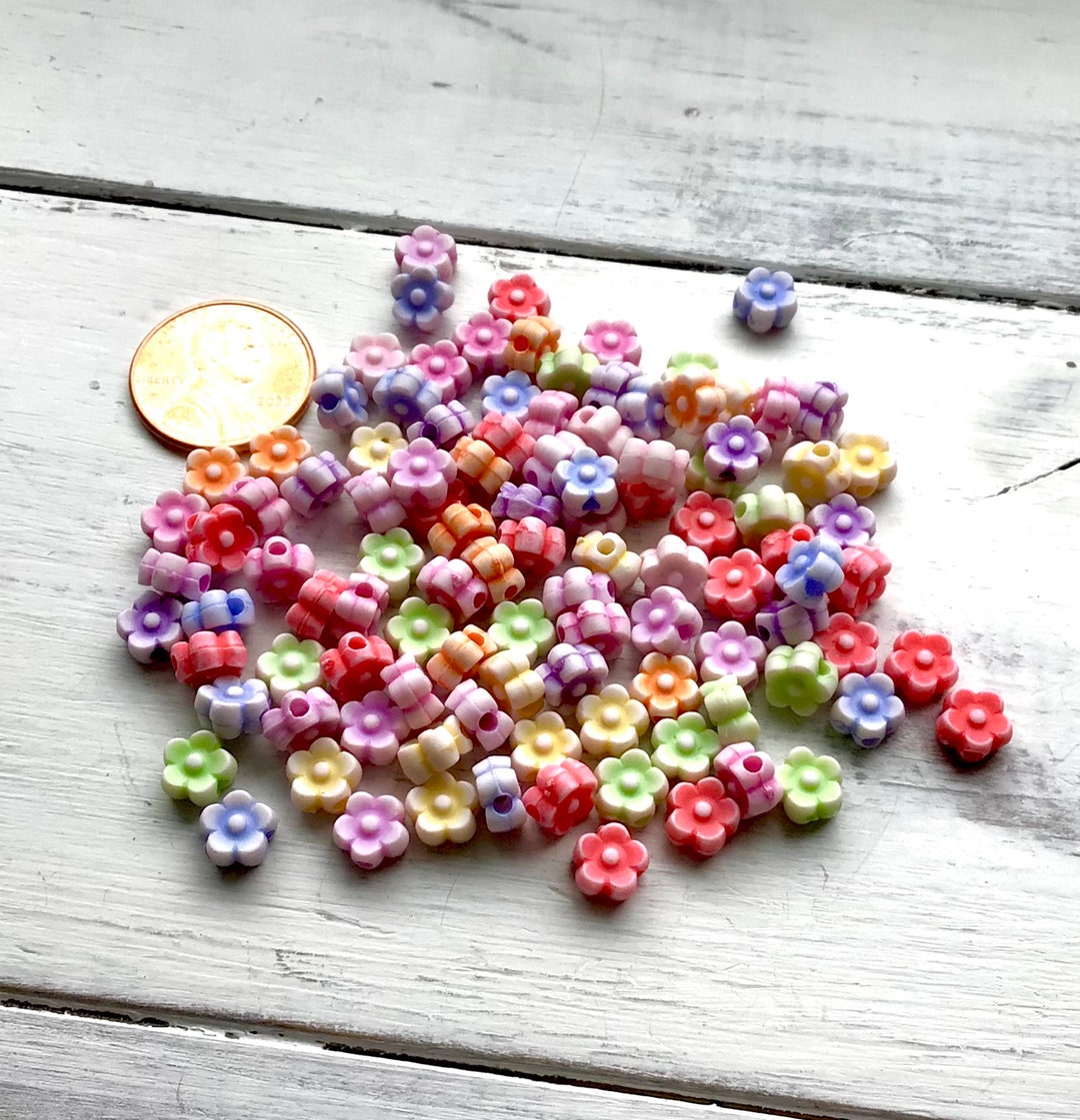 Mixed Daisy Beads, Lucite Daisy, 7mm Flower Beads, Colorful Plastic ...