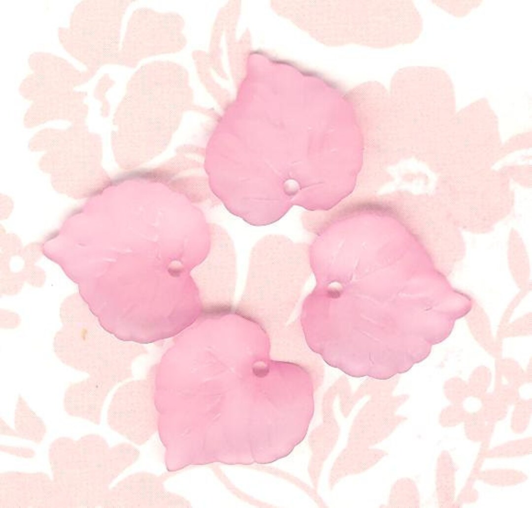 Pink Lucite Leaf Beads, 24pc, 16mm Pink Lucite Leaf, Pink Leaf Bead ...