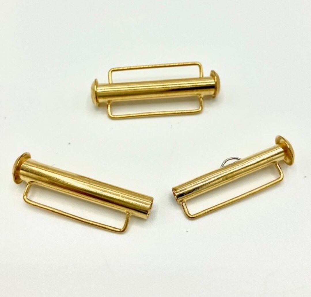 2 Sets, Gold Plated Slide Clasp, 26mm, 1 Inch Slide Clasp, Multi-strand ...