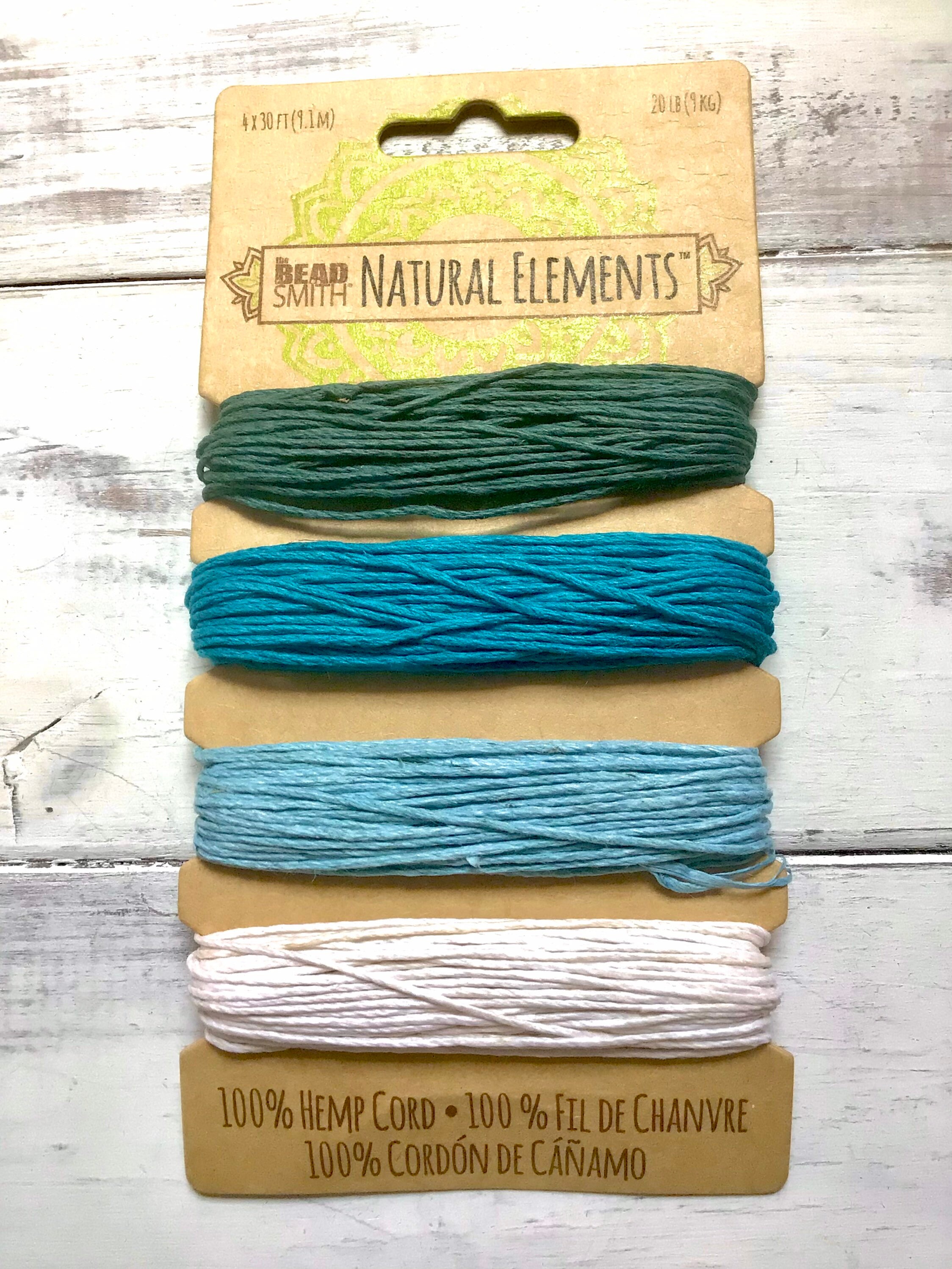 Hemp 4 Color Card, 20 lb Test Hemp, Aqua Shades, 1 mm Hemp, 100% Hemp ...