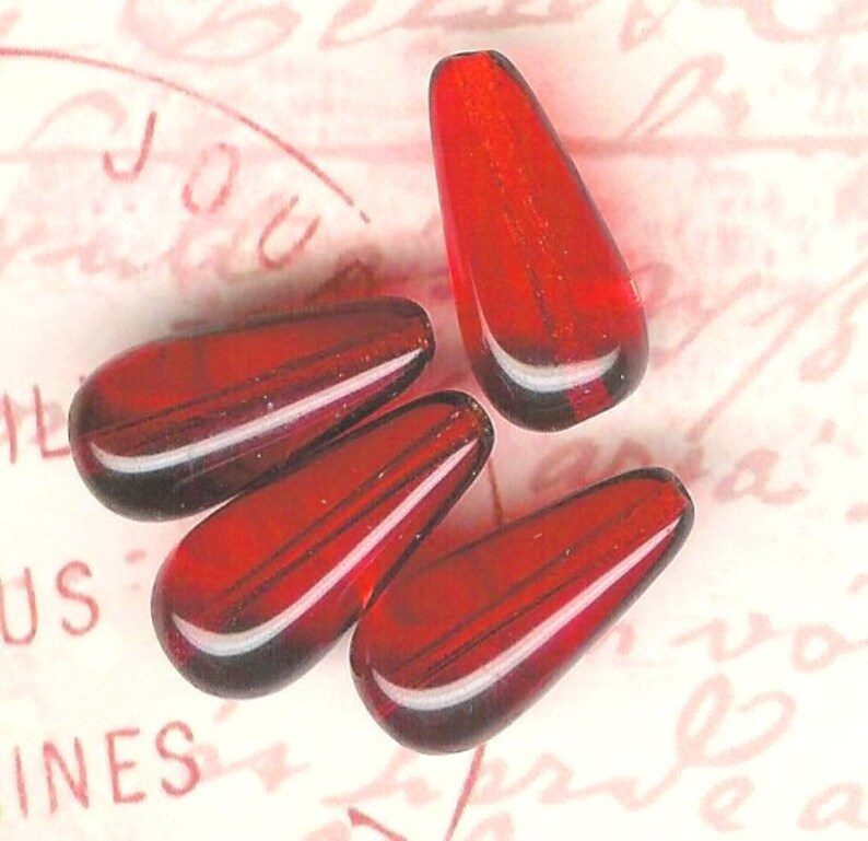 Ruby 20x 9mm Preciosa Glass Teardrop Drop Beads-4 Piece Pack - Etsy