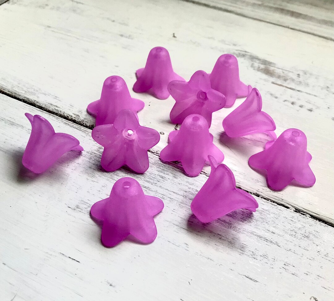 Orchid Lucite Lily Beads, 18mm Purple Flower Bead, Purple Lily Bead, 12 ...