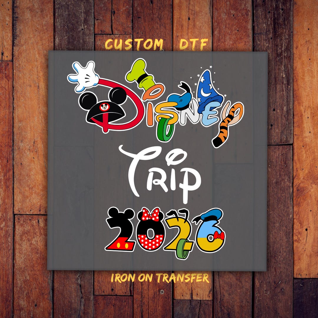 Disney Trip 2026 DTF Transfer – Character-styled “disney” Letters ...