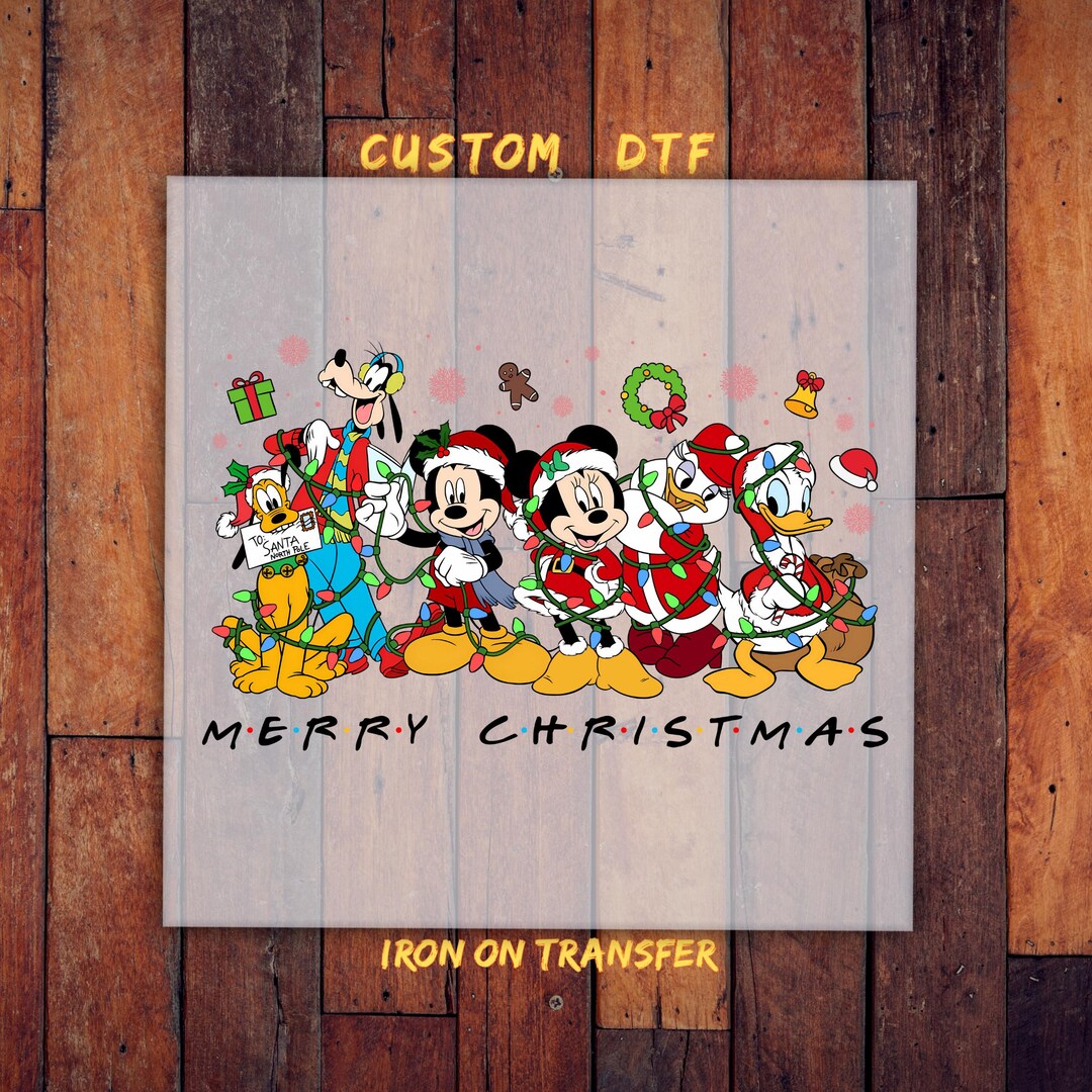 Disney Christmas DTF Transfer – Mickey & Friends With Lights, Santa ...
