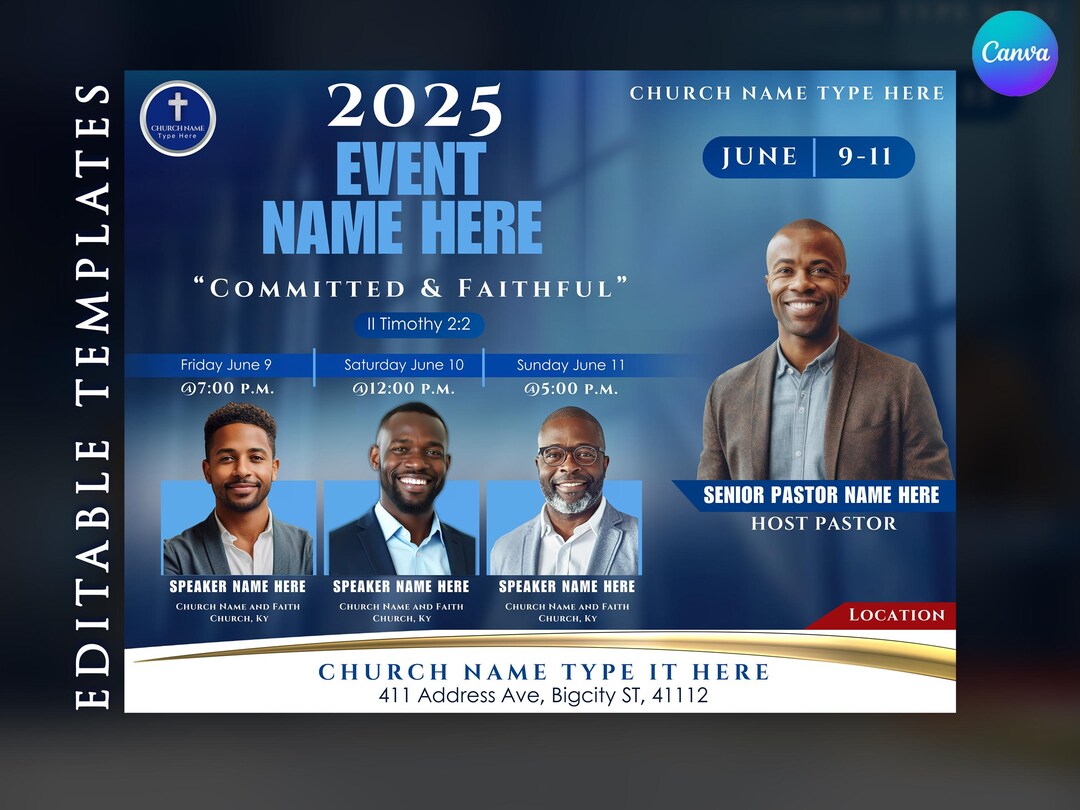 Editable Church Template: Flyer, Mens Service, Gospel Service, Social ...
