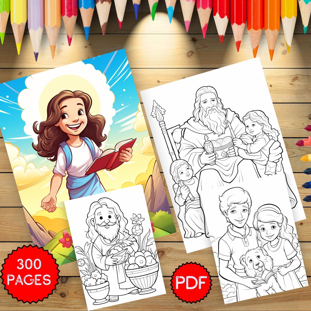 Bible Coloring Pages, 300 Christian Faith and Jesus Story Designs ...