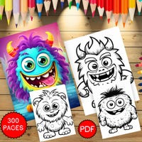 Cute Monster Coloring Page Set! Downloadable PDF Files! - Etsy