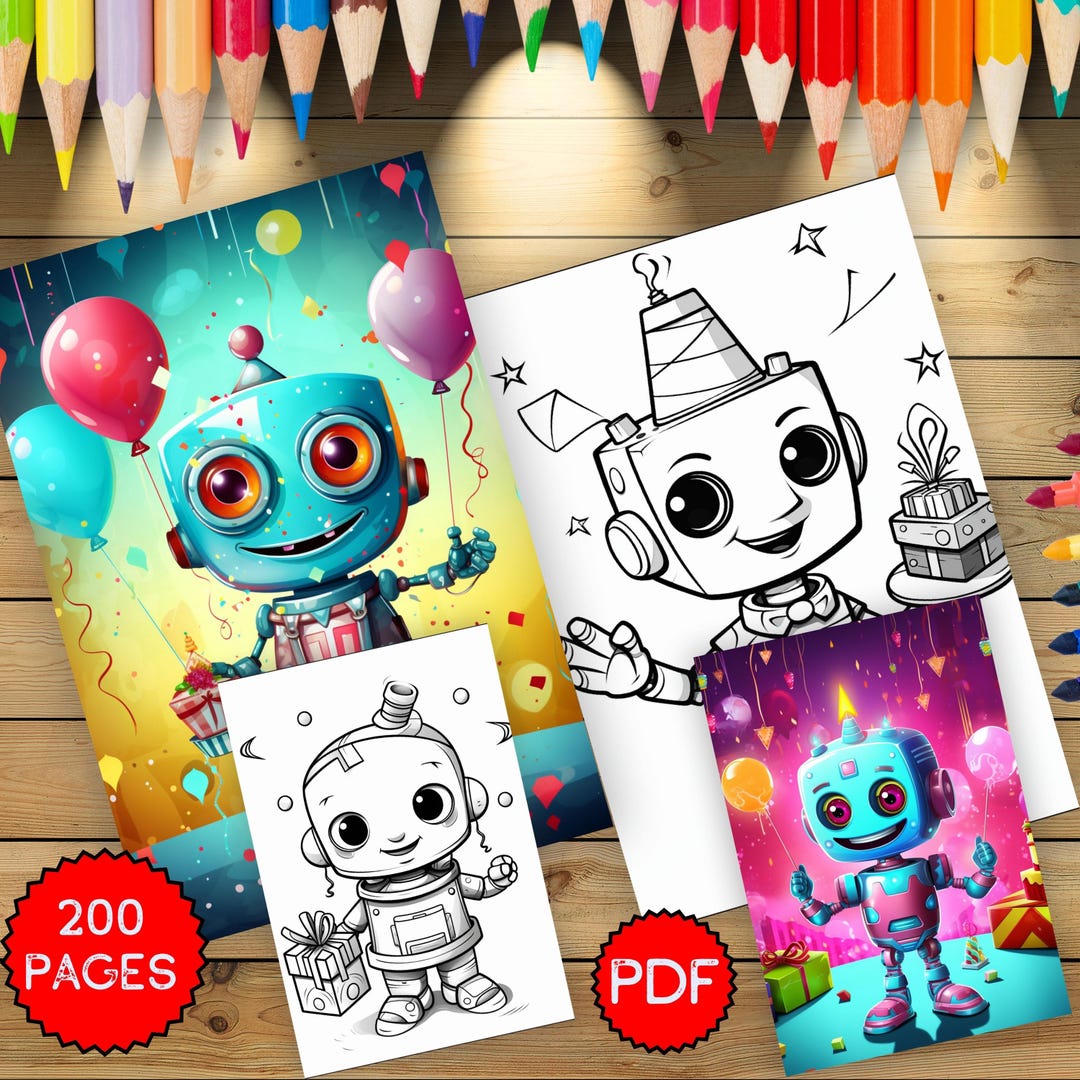 Robot Coloring Pages for Kids, 200 Cute Robot and Party Designs ...