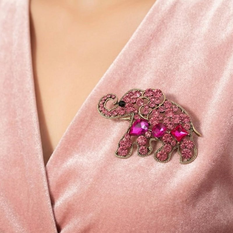 Crystal Elephant Brooches - Etsy