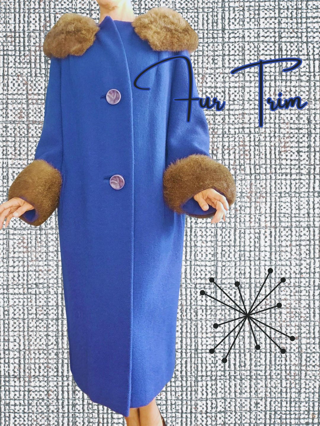 Vintage 1950's-1960's "tall Lady Ltd" Cobalt Blue Fur Trimmed Box Coat ...