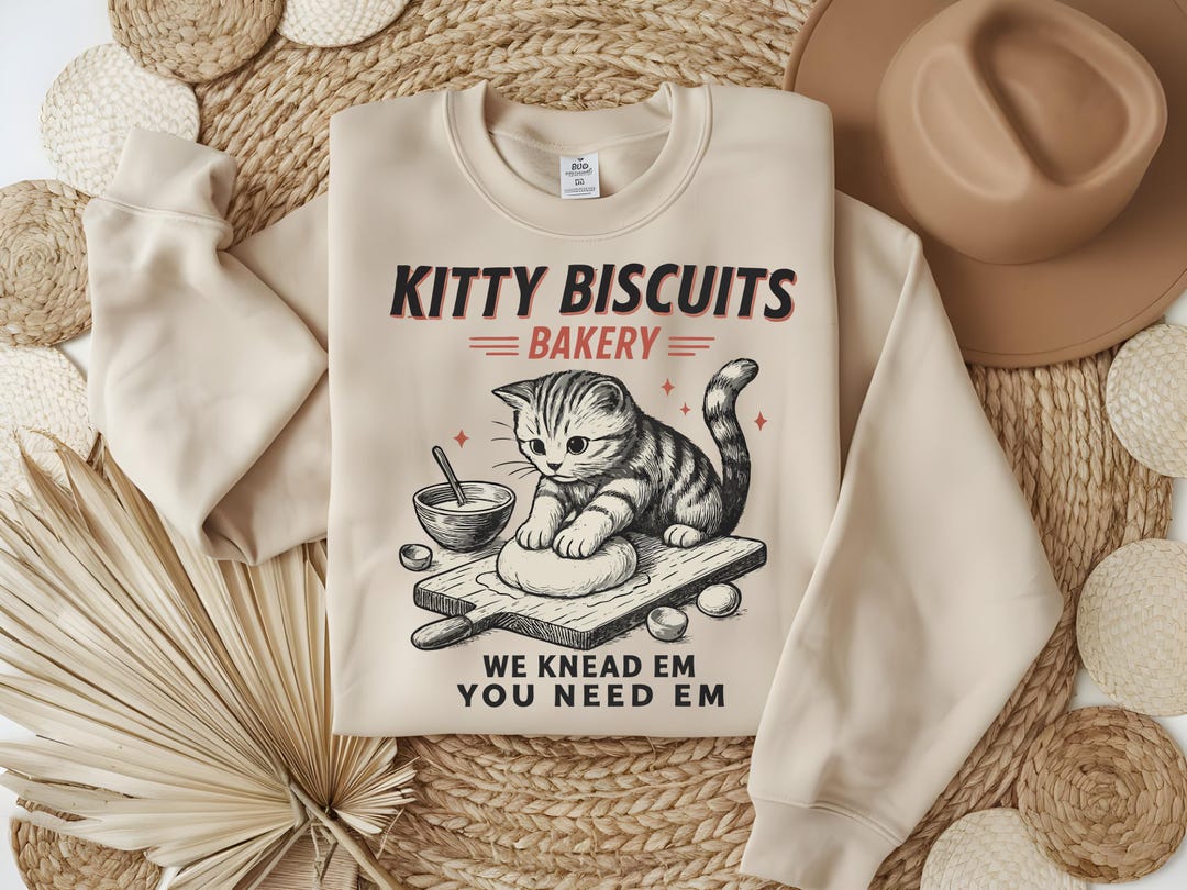 Kitty Biscuits Bakery PNG, Funny Cat Kneading Dough (digital Download ...