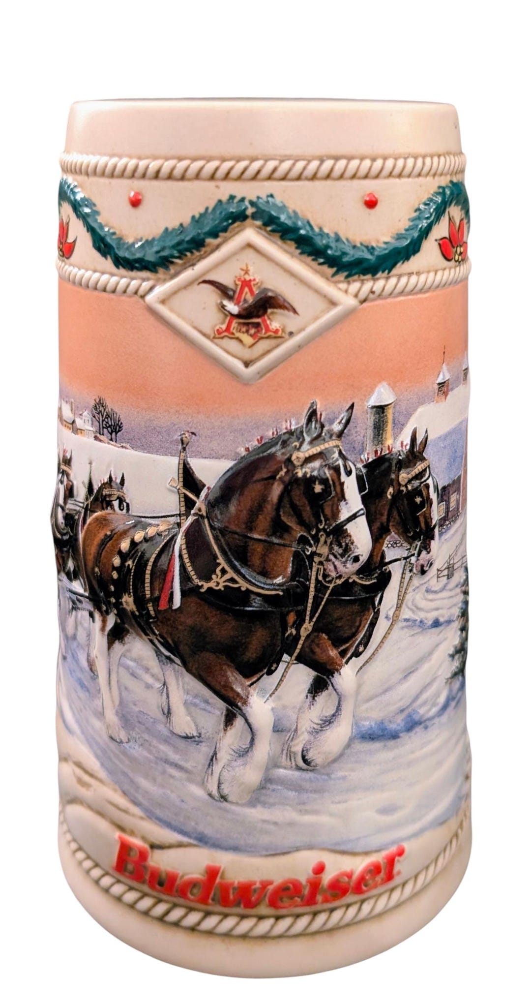 Vintage 1996 Budweiser Clydesdale Ceramic Beer Stein Collectible Mug ...