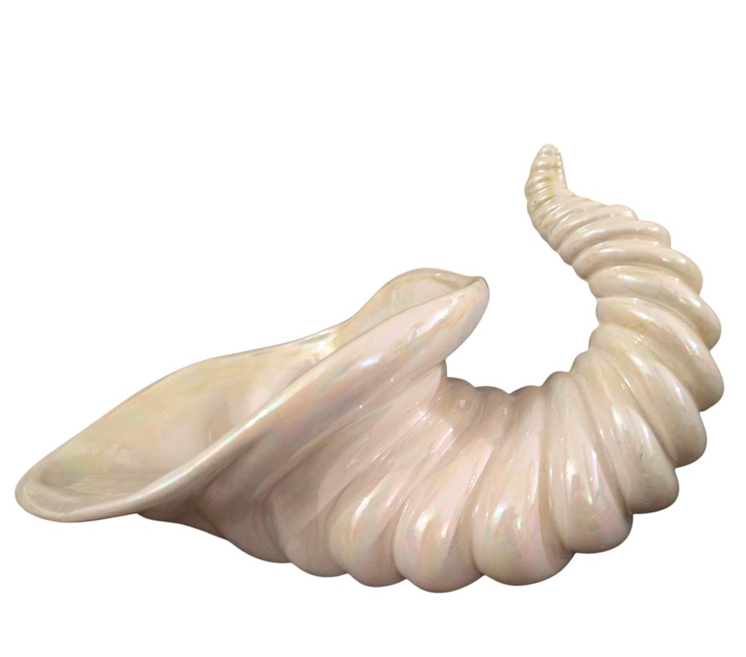 Vintage Atlantic Mold Iridescent Ceramic Cornucopia Horn of Plenty ...