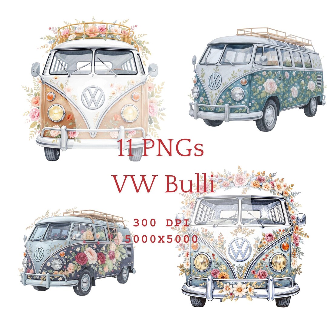 VW Bulli Bus 11 PNG Clipart, Transparent Background, Instant Download ...