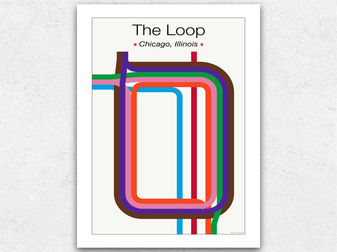 Chicago Loop Map Print – Minimalist Transit Art - Etsy