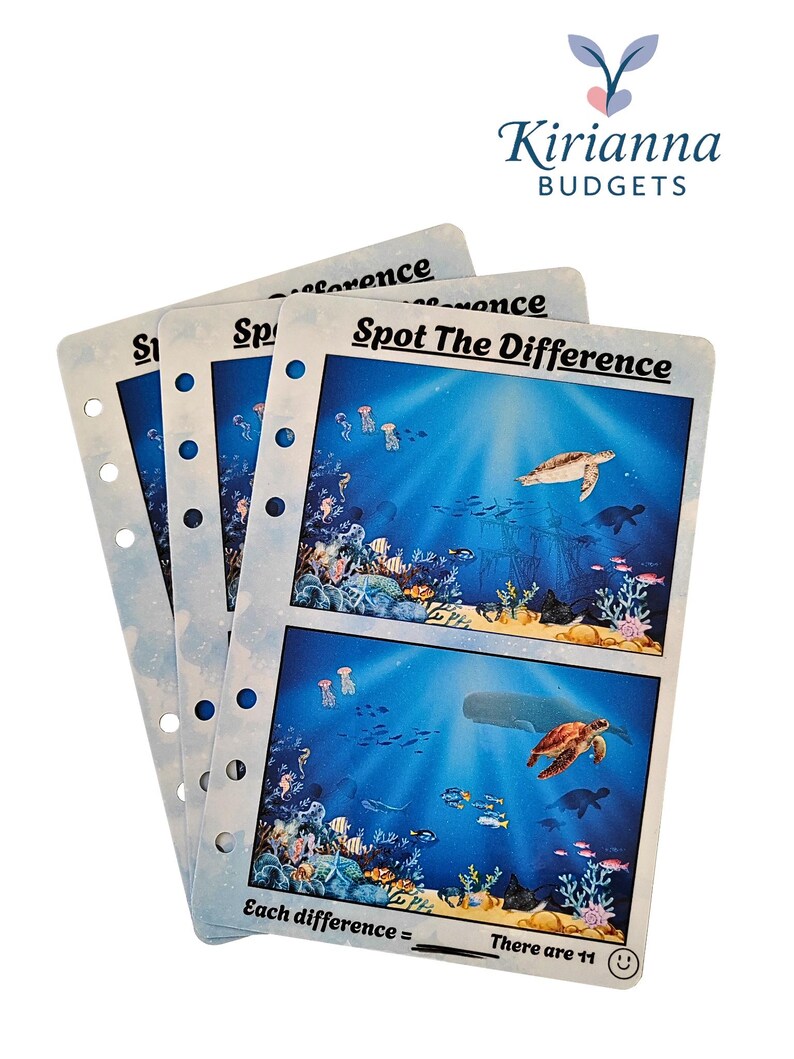 Spot the Difference Savings Challenge Dashboard Sea Theme: Laminated A6 ...